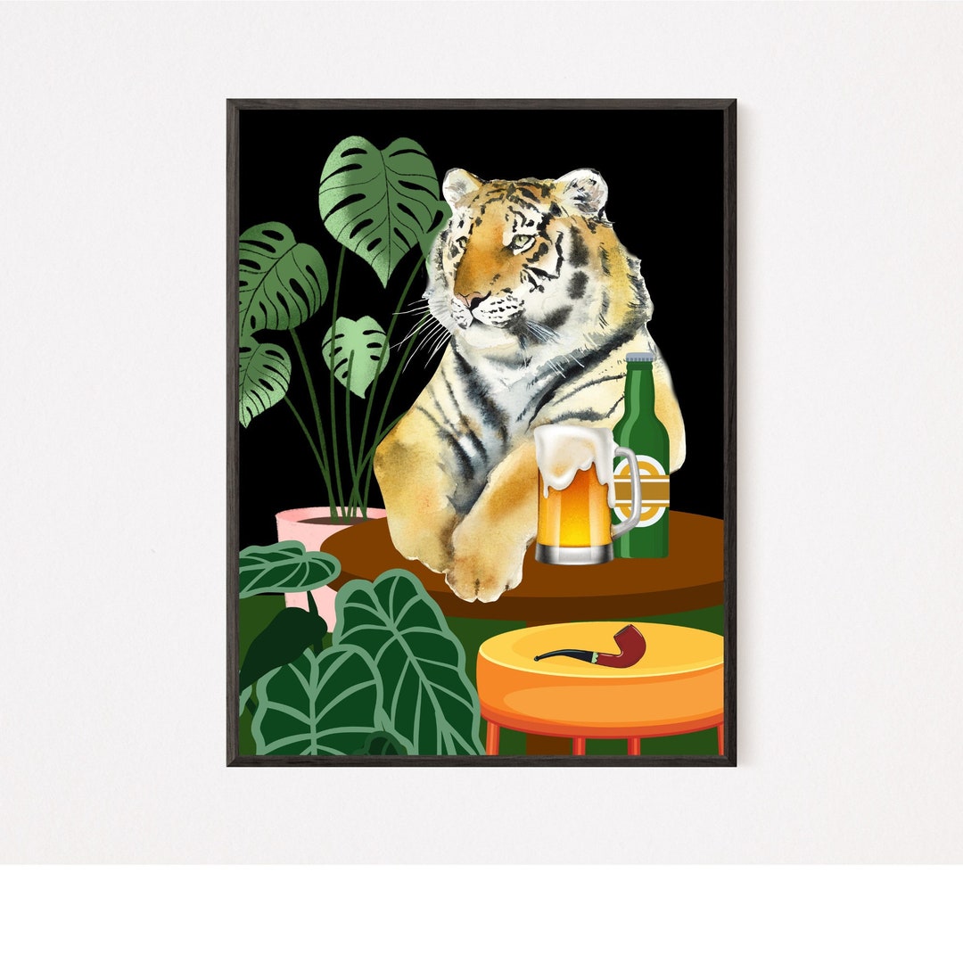 INSTANT DOWNLOAD Tiger in Bar Art Print, Big Cat Wild Animal Poster ...