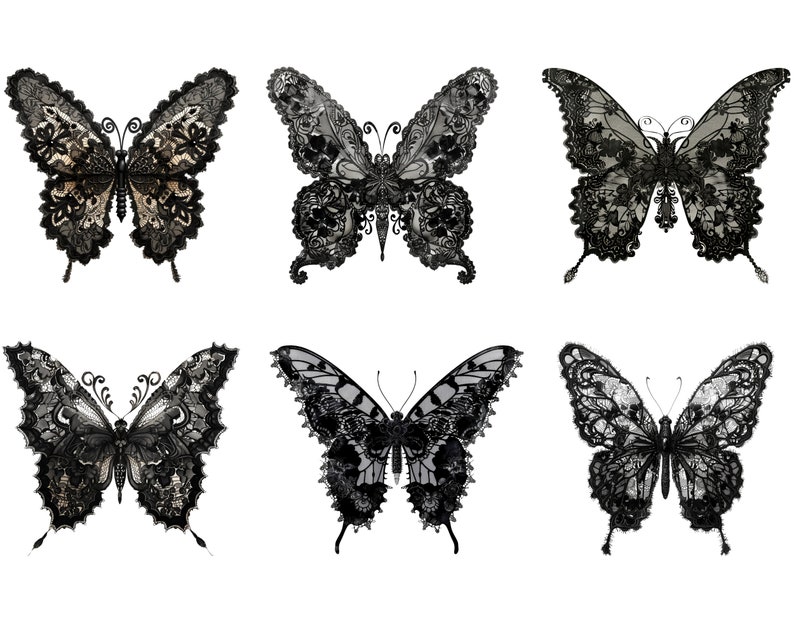 Gothic Butterflies CLIPART PNG Files Commercial Use Transparent ...