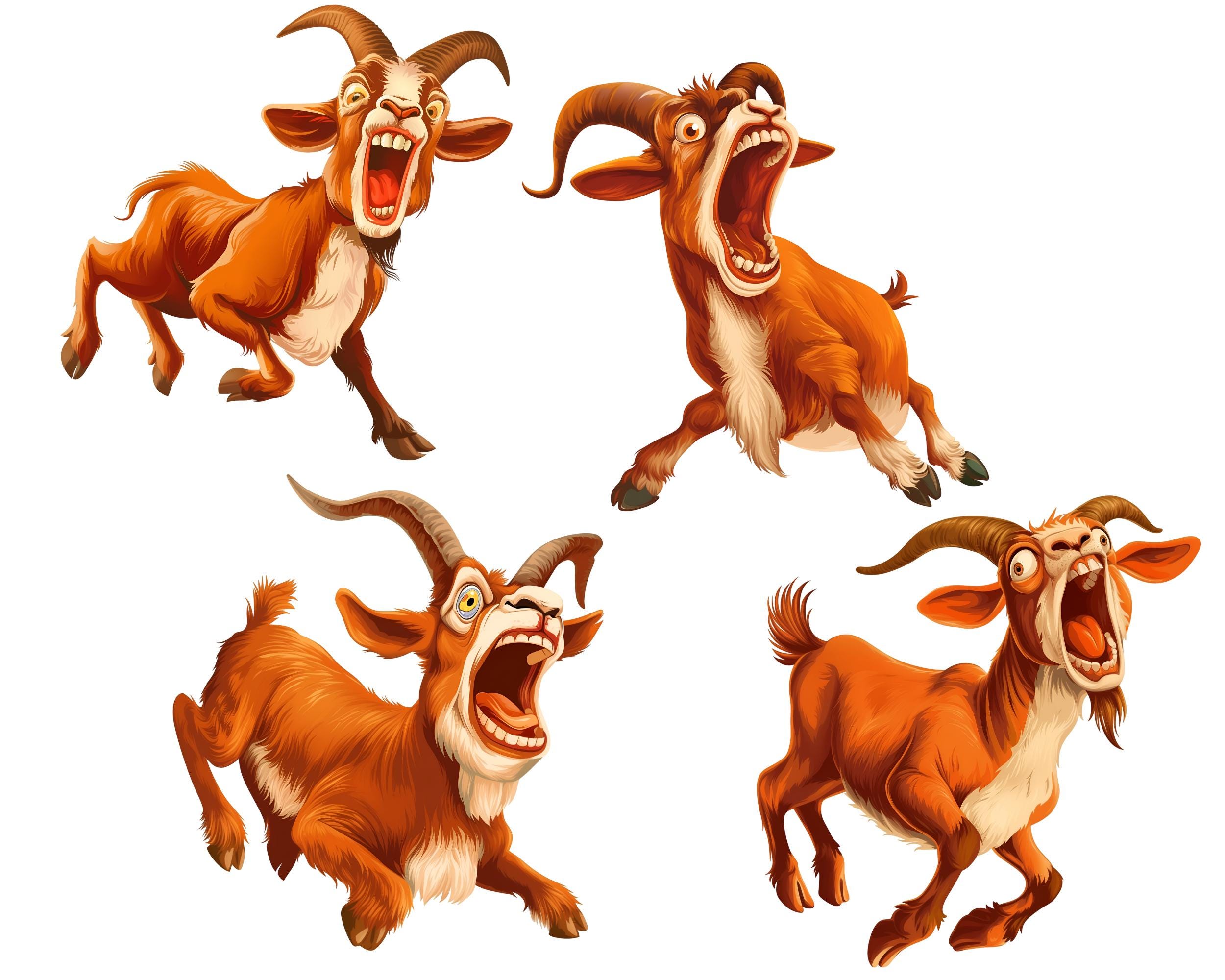 Shouting Animals CLIPART PNG Files, Screaming Goat Sublimation, Calling ...