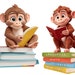 Reading Monkey CLIPART PNG Files, Studying Animal, Commercial Use ...