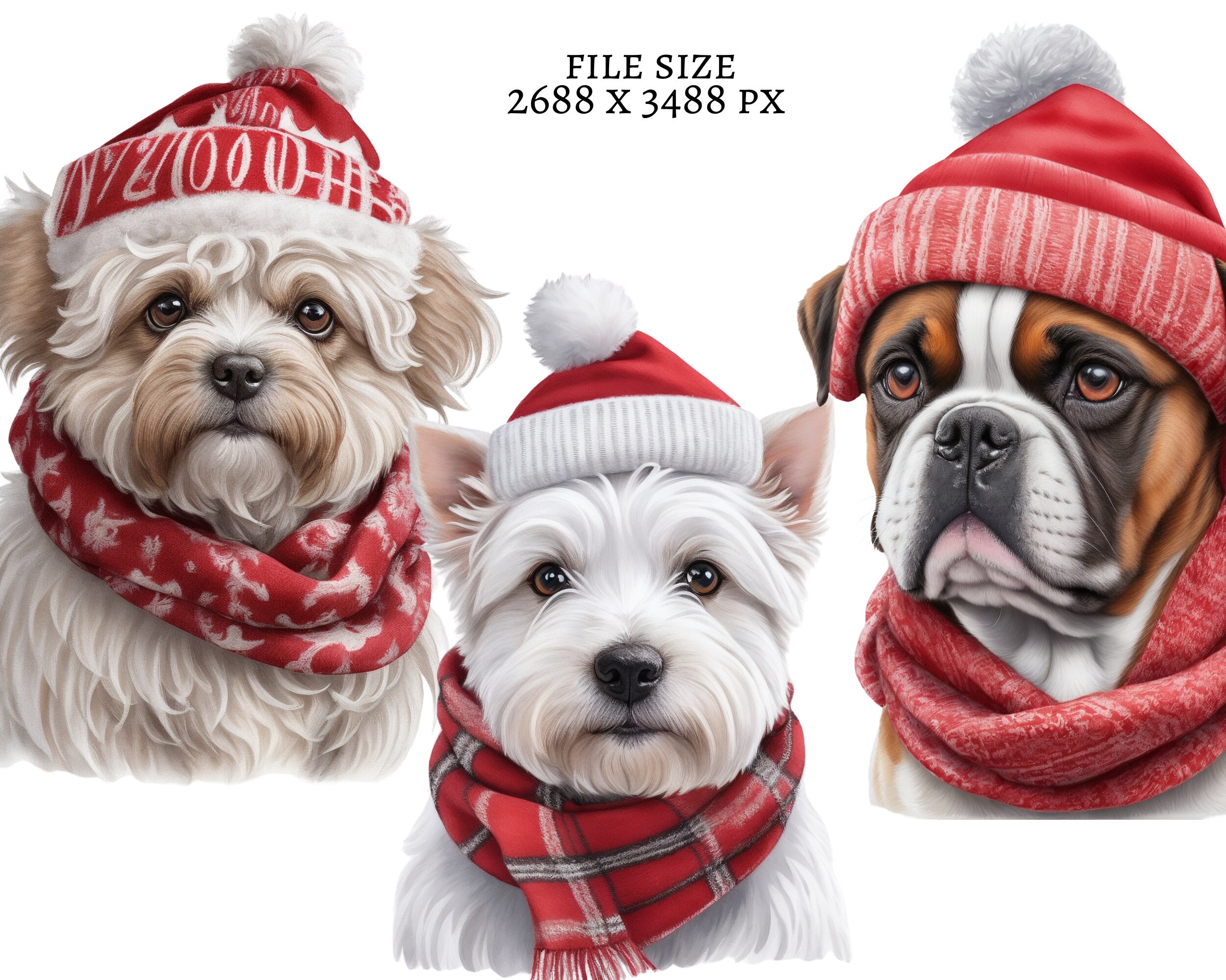 Christmas Winter Dogs CLIPART PNG Files Commercial Use Transparent ...