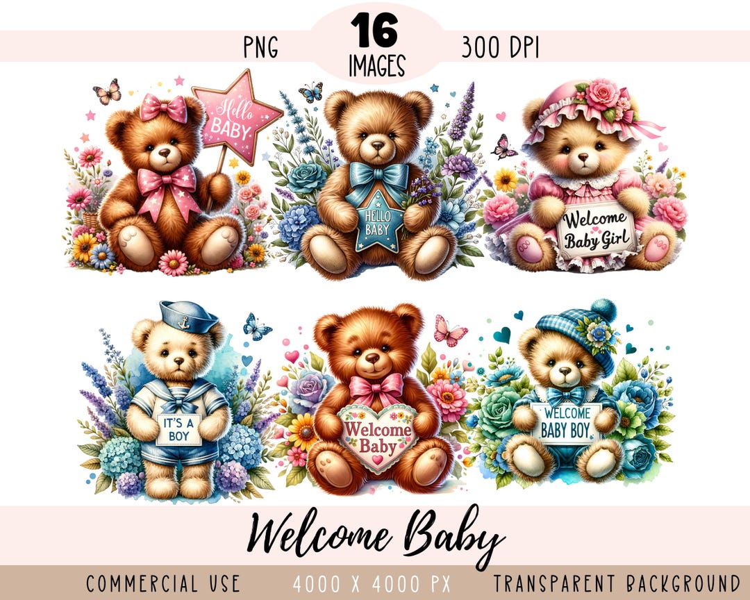 Welcome Baby CLIPART PNG Files Hello Baby Sublimation Baby Shower ...