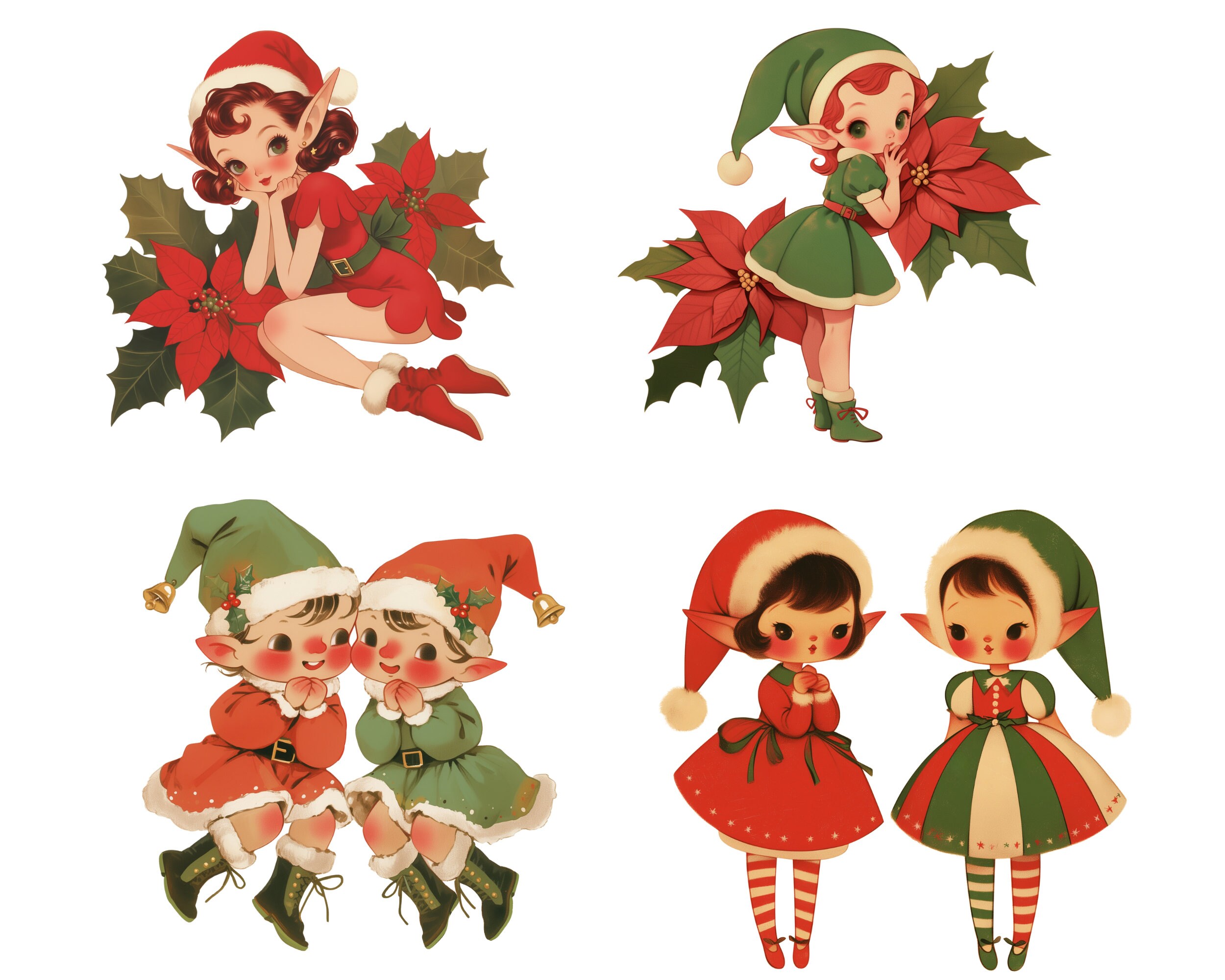 Christmas Elves CLIPART PNG Files Commercial Use Transparent Background ...