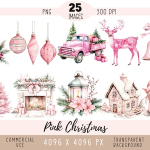 Pink Christmas CLIPART PNG File Pink Santa Sublimation, Mistletoe Tree ...