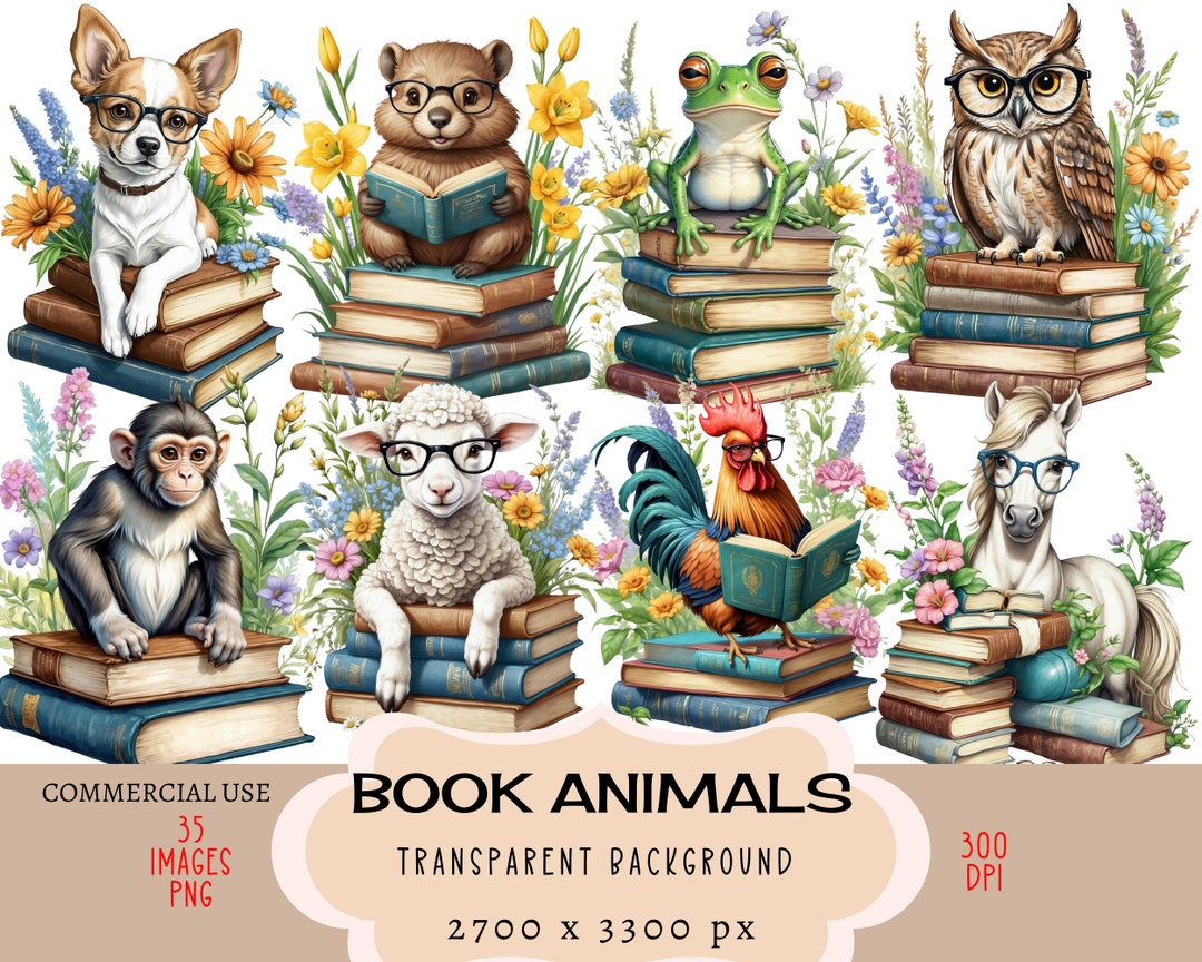 Book Animals CLIPART PNG Files Commercial Use Transparent Background ...