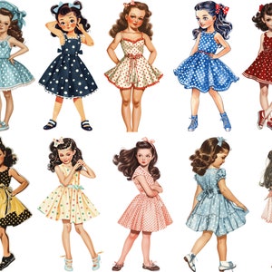 Polka Dot Brunette Girls CLIPART PNG Files Commercial Use Transparent ...
