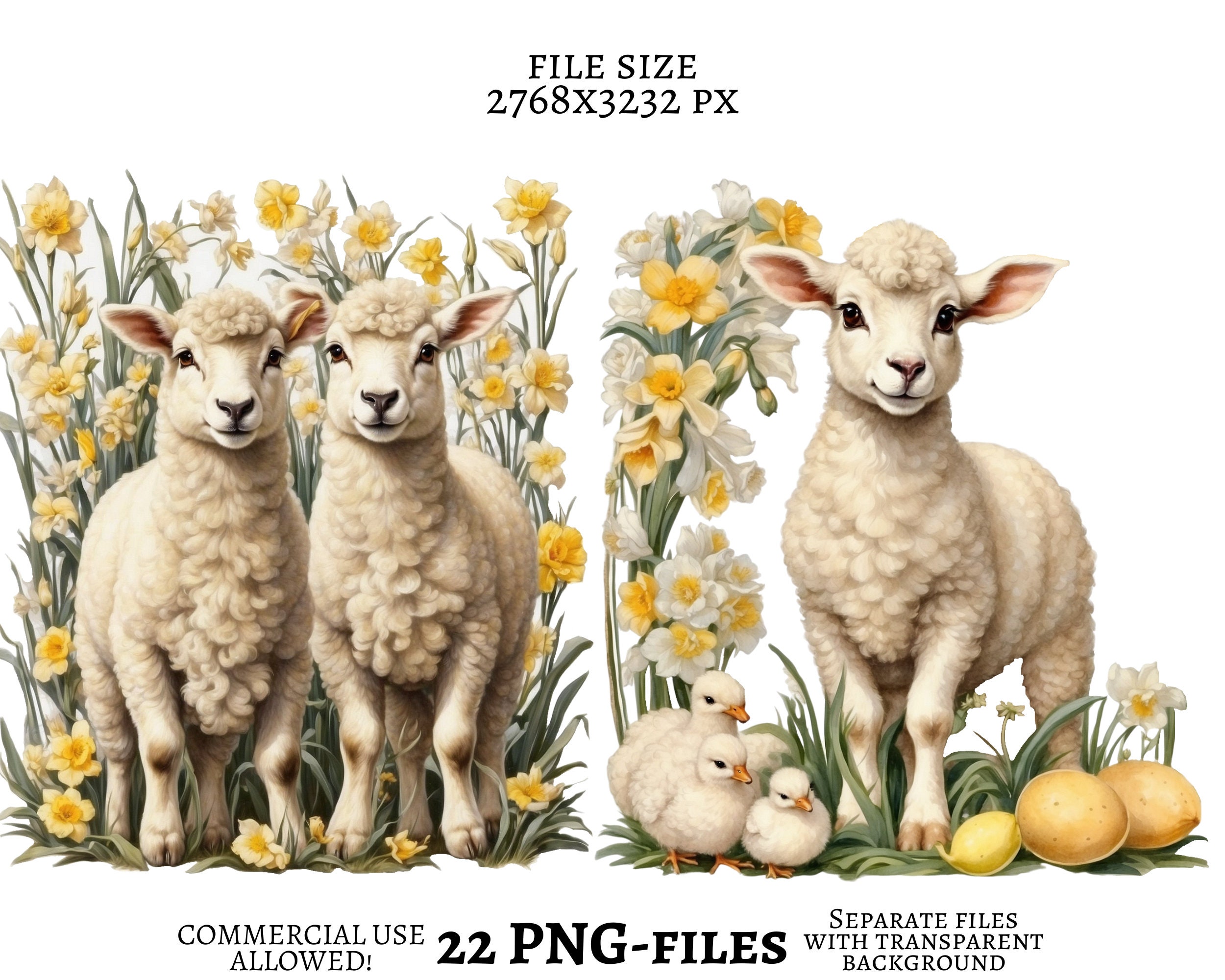 Easter Lamb CLIPART PNG Files Commercial Use Transparent Background ...