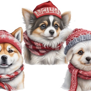 Christmas Winter Dogs CLIPART PNG Files Commercial Use Transparent ...