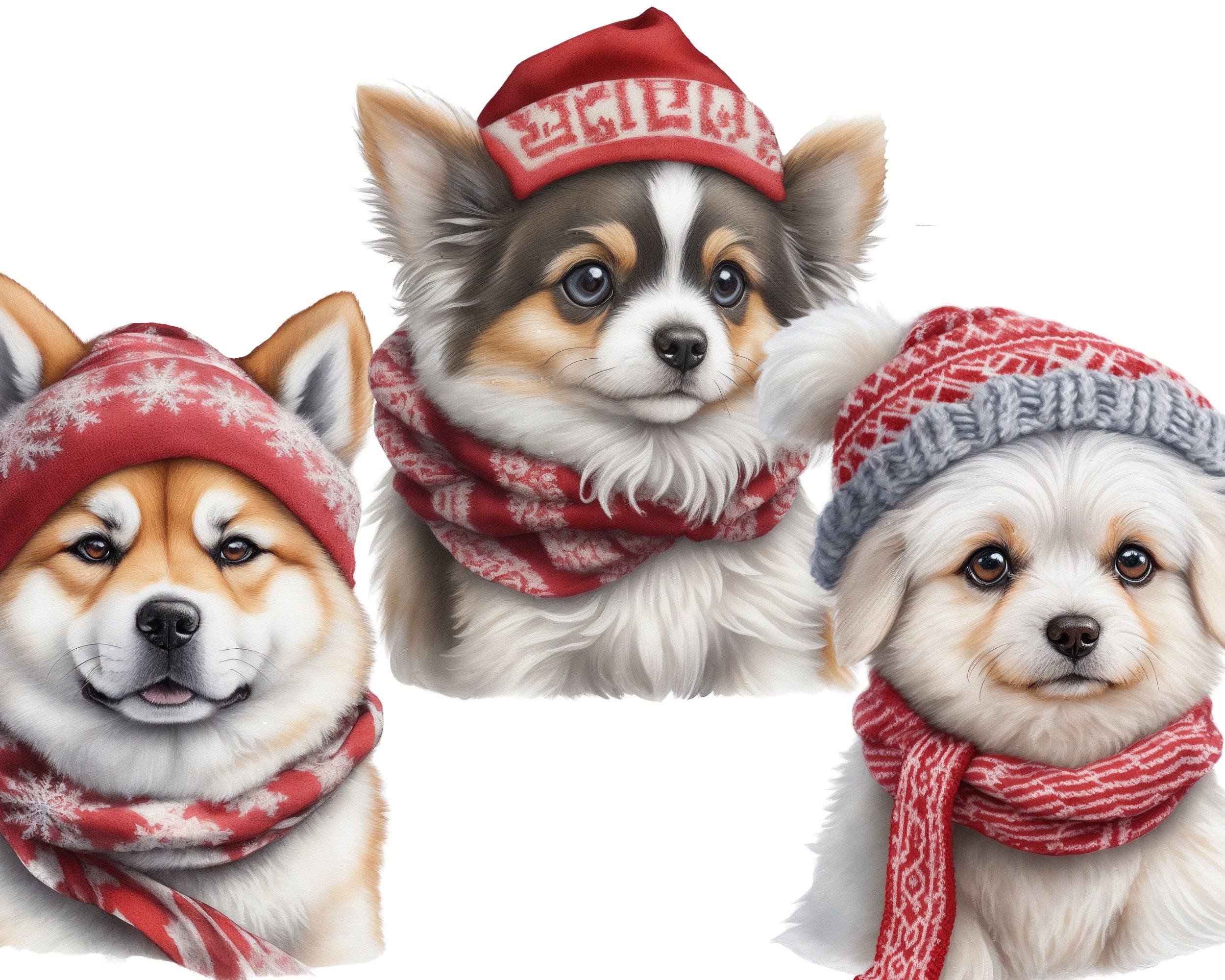 Christmas Winter Dogs CLIPART PNG Files Commercial Use Transparent ...