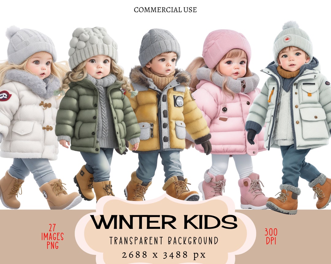 Winter Kids CLIPART PNG Files Commercial Use Transparent Background ...