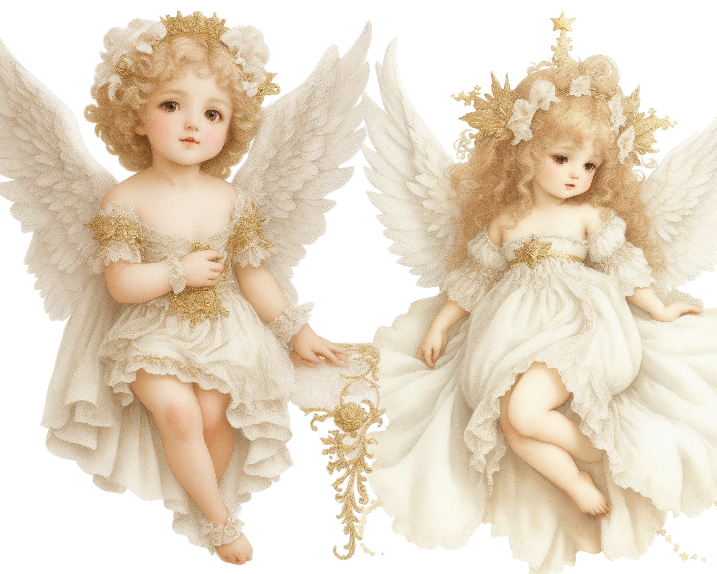 Golden Angels CLIPART PNG Files, Commercial Use, Transparent Background ...