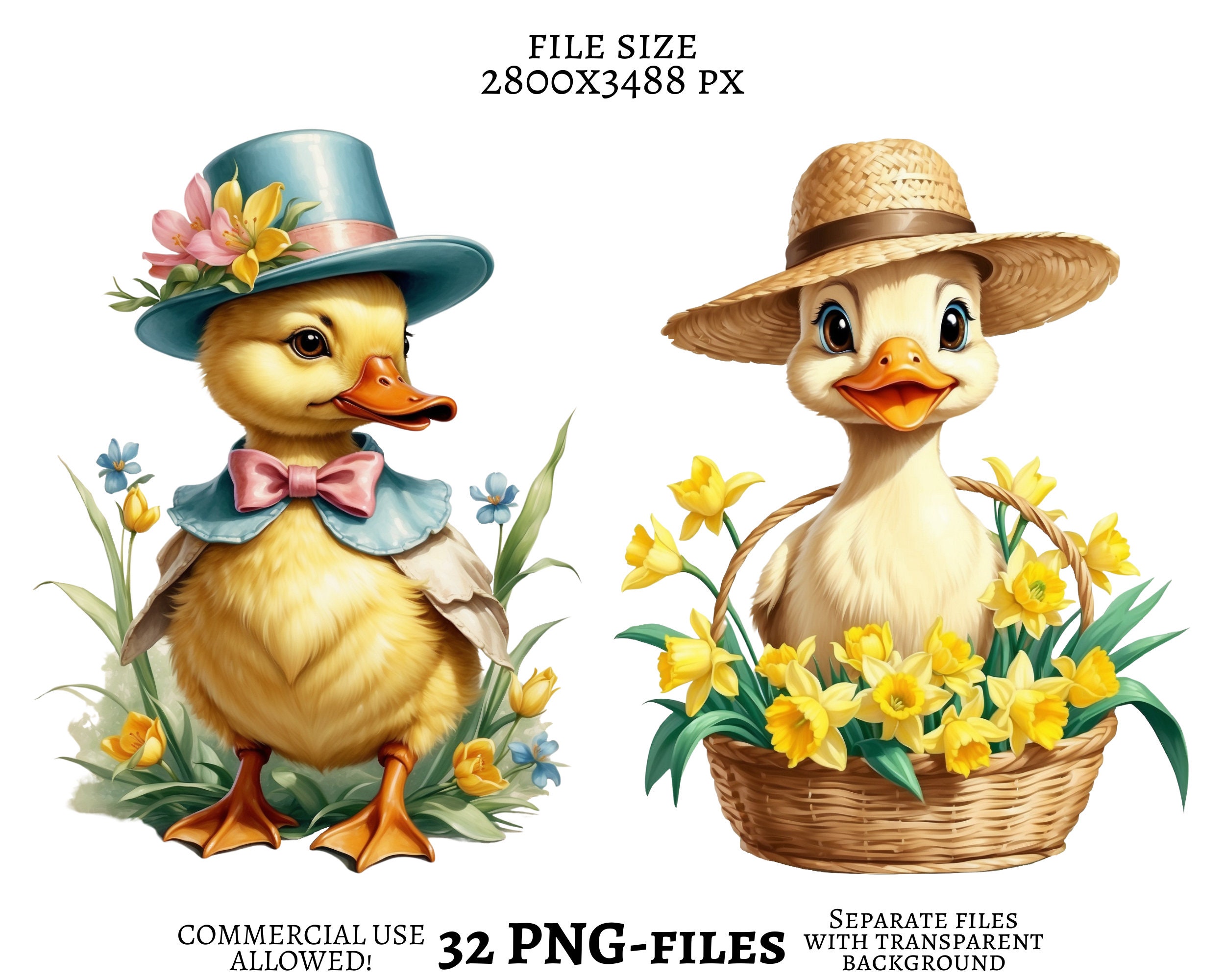 Easter Ducks CLIPART PNG Files Commercial Use Transparent Background ...