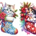 Christmas Stocking Kitten CLIPART PNG File, Cute Cat Sublimation ...