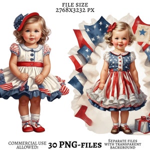 4th of July Girls CLIPART PNG Files Commercial Use Transparent ...