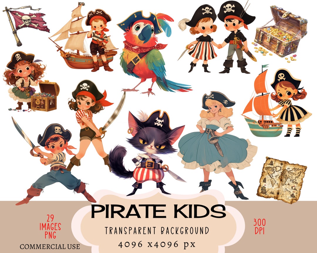 Pirate Kids CLIPART PNG Files Commercial Use Transparent Background ...