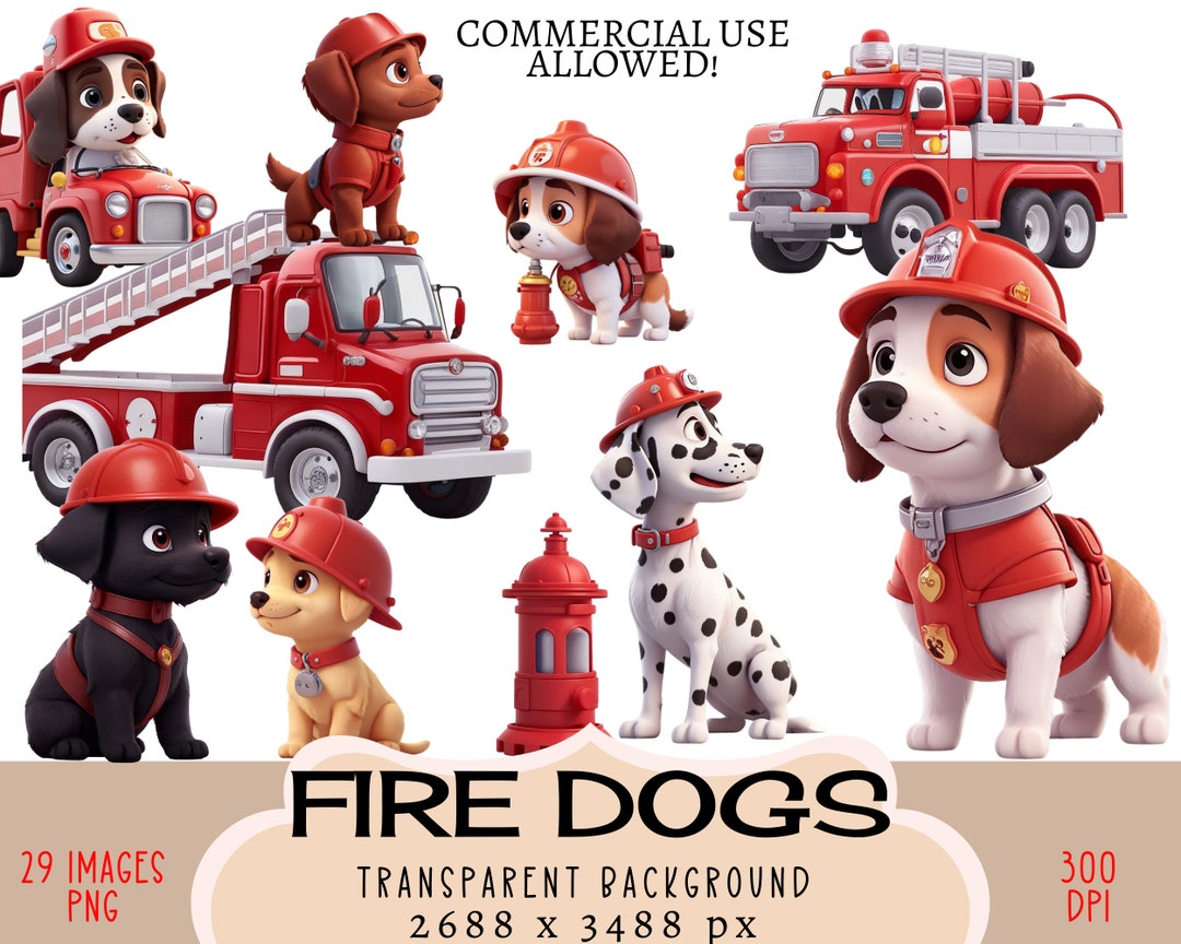 Fire Dogs CLIPART PNG Files Commercial Use Transparent Background ...