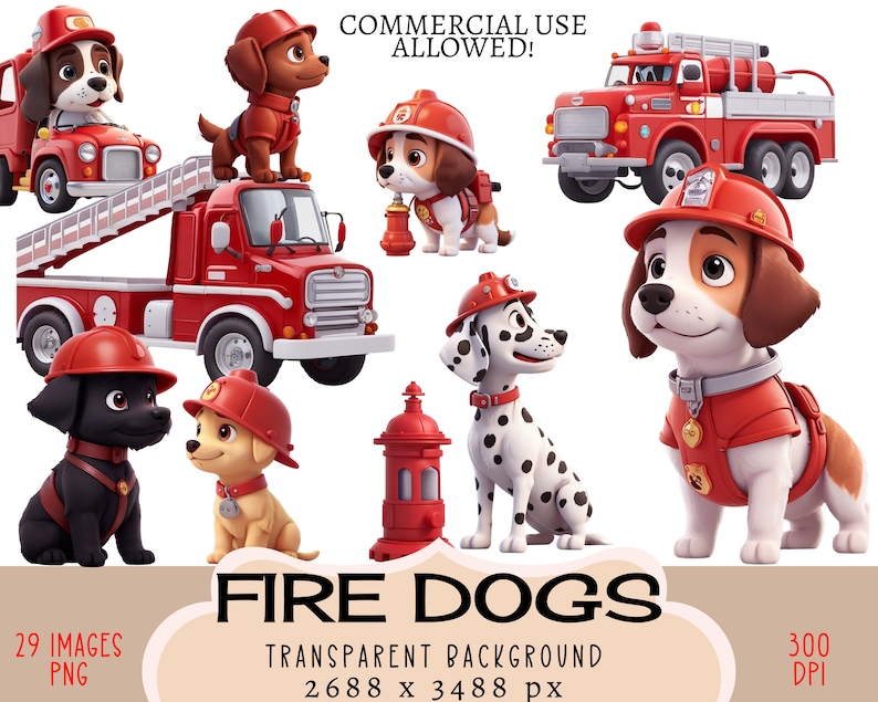 Fire Dogs CLIPART PNG Files Commercial Use Transparent Background ...