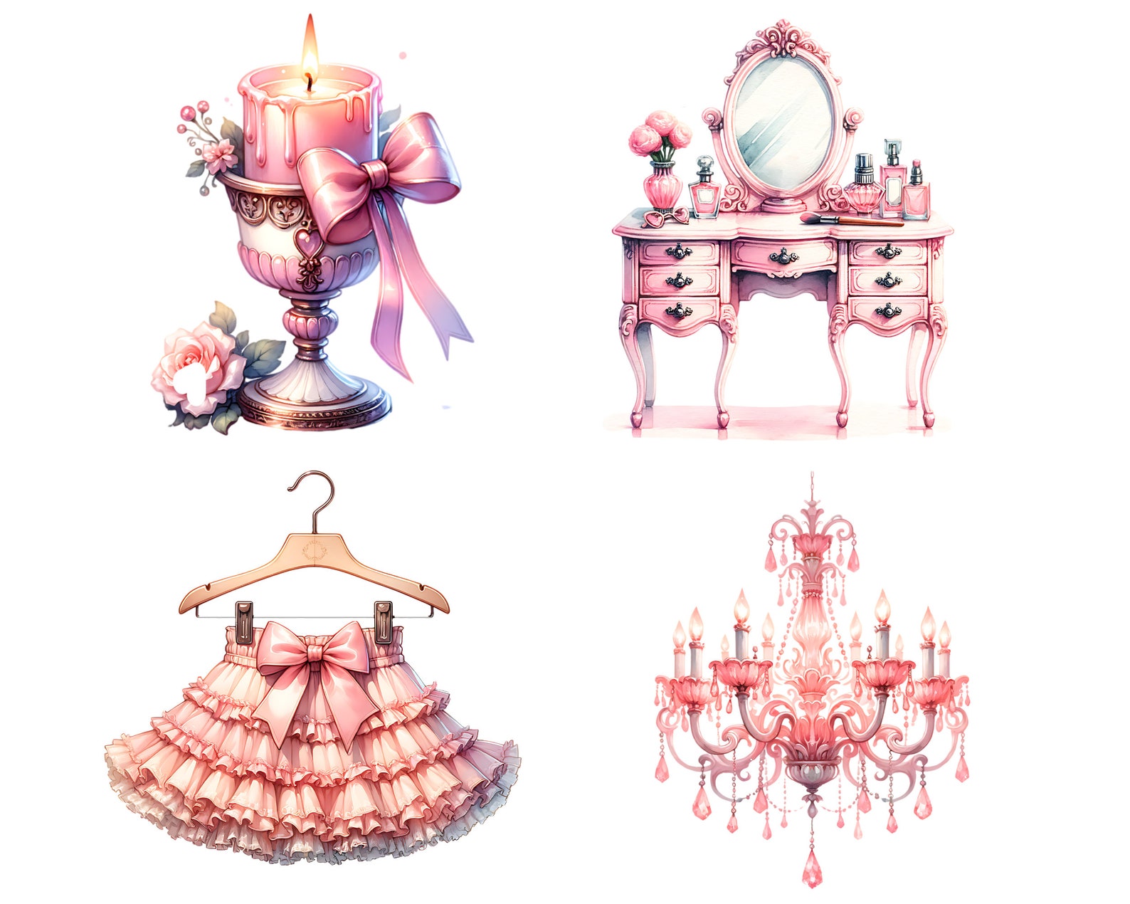 Coquette Collection CLIPART PNG Files, Pink Diamond Heart Sublimation ...
