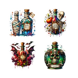 Halloween Potion Bottles CLIPART PNG Files, Magic Poison Sublimation ...