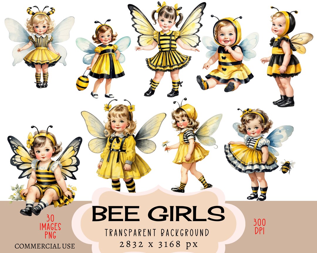Bee Girls CLIPART PNG Files Commercial Use Transparent Background ...