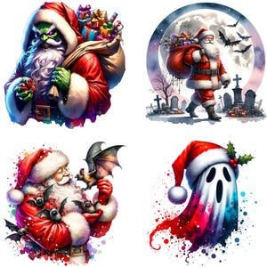 Christmas Halloween CLIPART PNG Files, Scary Santa Sublimation, Bad ...
