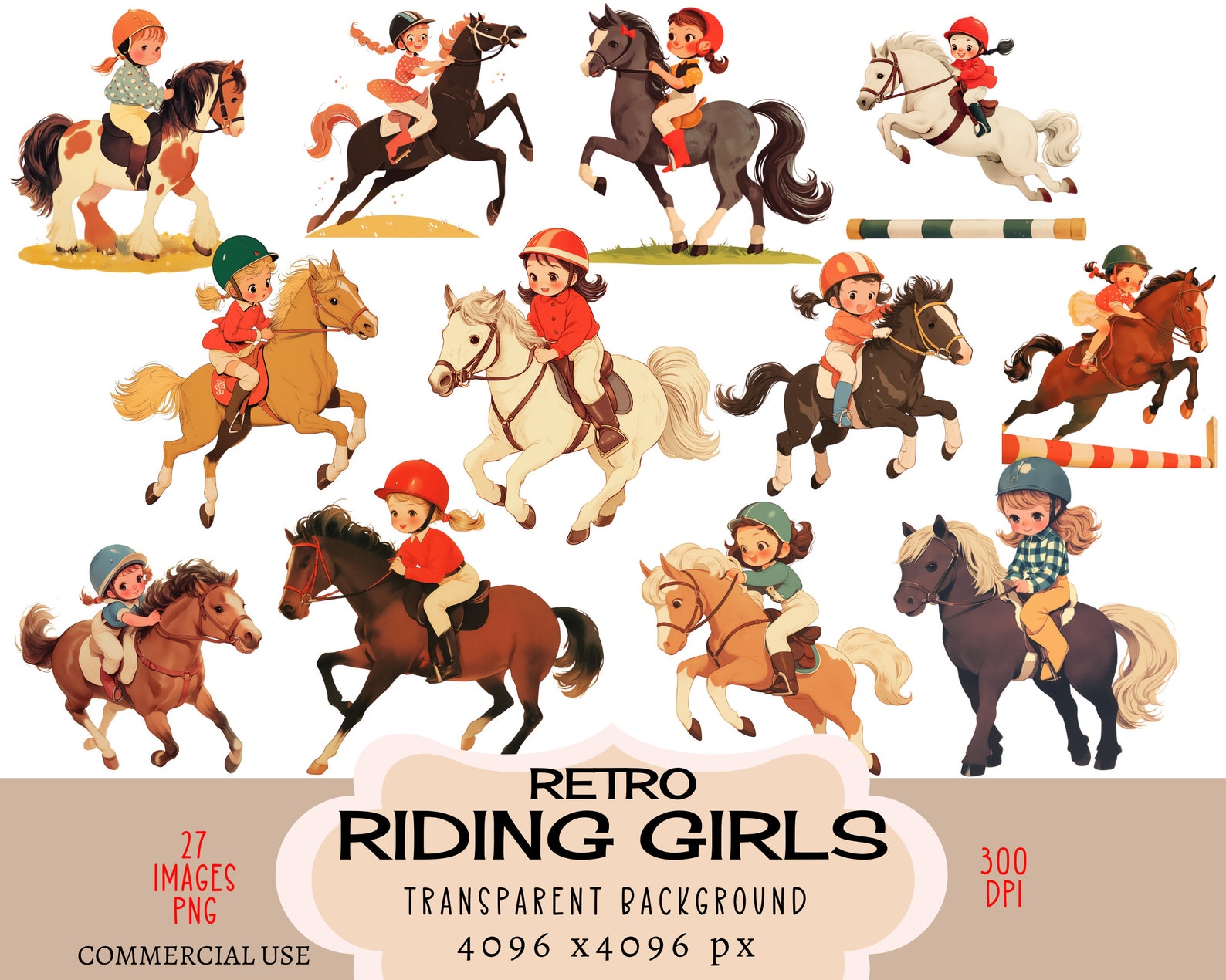 Horseback Riding Girls CLIPART PNG Files Commercial Use Transparent ...