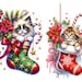 Christmas Stocking Kitten CLIPART PNG File, Cute Cat Sublimation ...