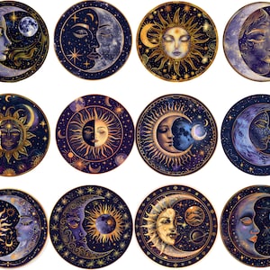 Celestial Collection CLIPART PNG File, Crescent Moon Sublimation ...