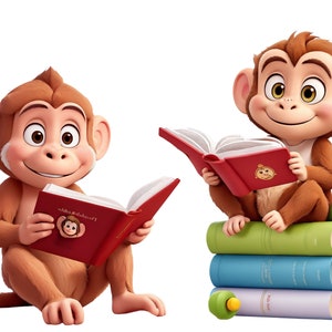 Reading Monkey CLIPART PNG Files, Studying Animal, Commercial Use ...
