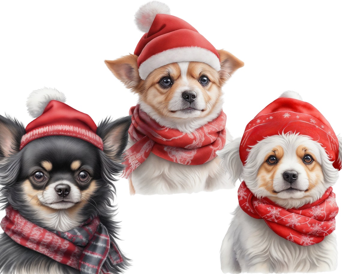Christmas Winter Dogs CLIPART PNG Files Commercial Use Transparent ...