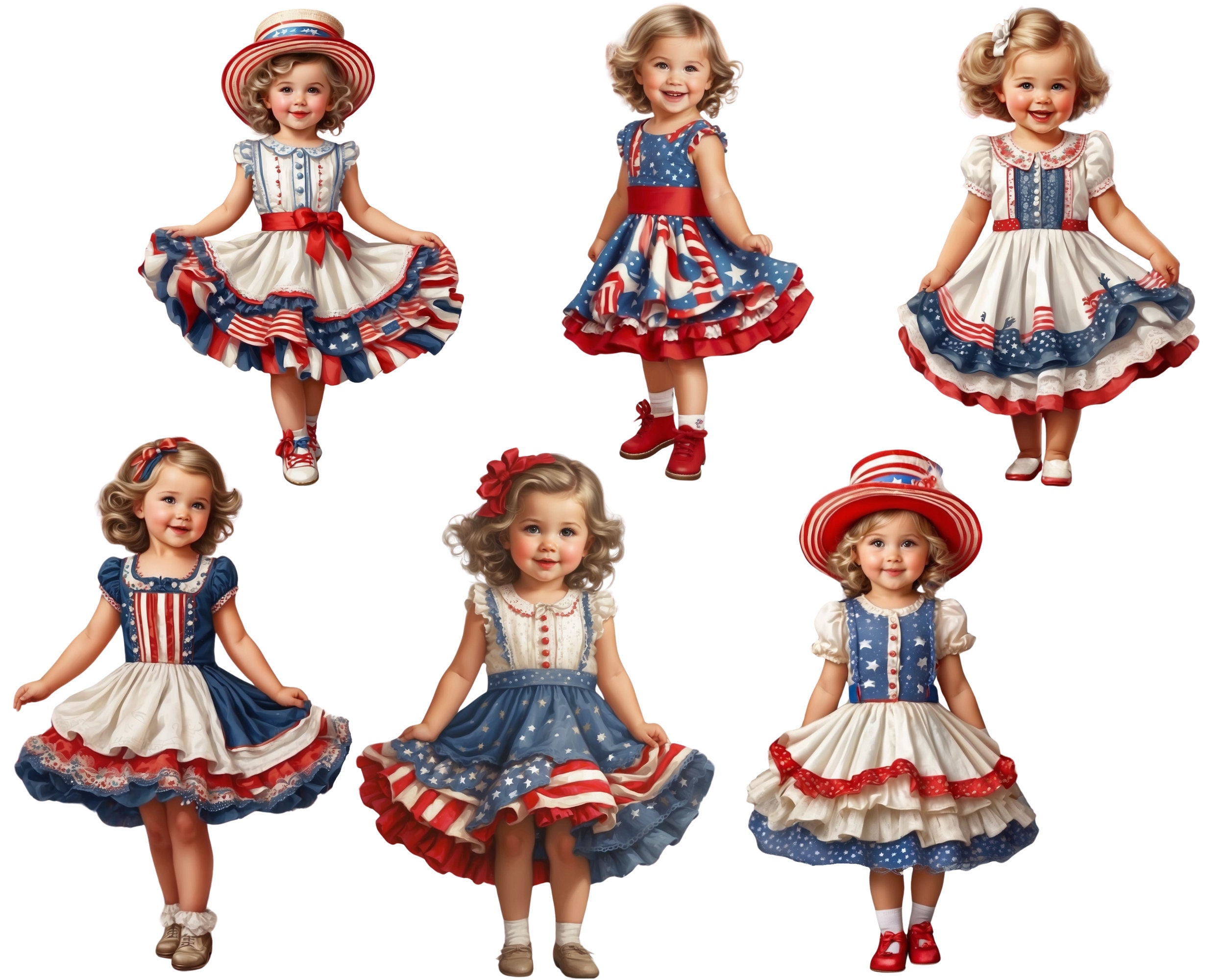 4th of July Girls CLIPART PNG Files Commercial Use Transparent ...