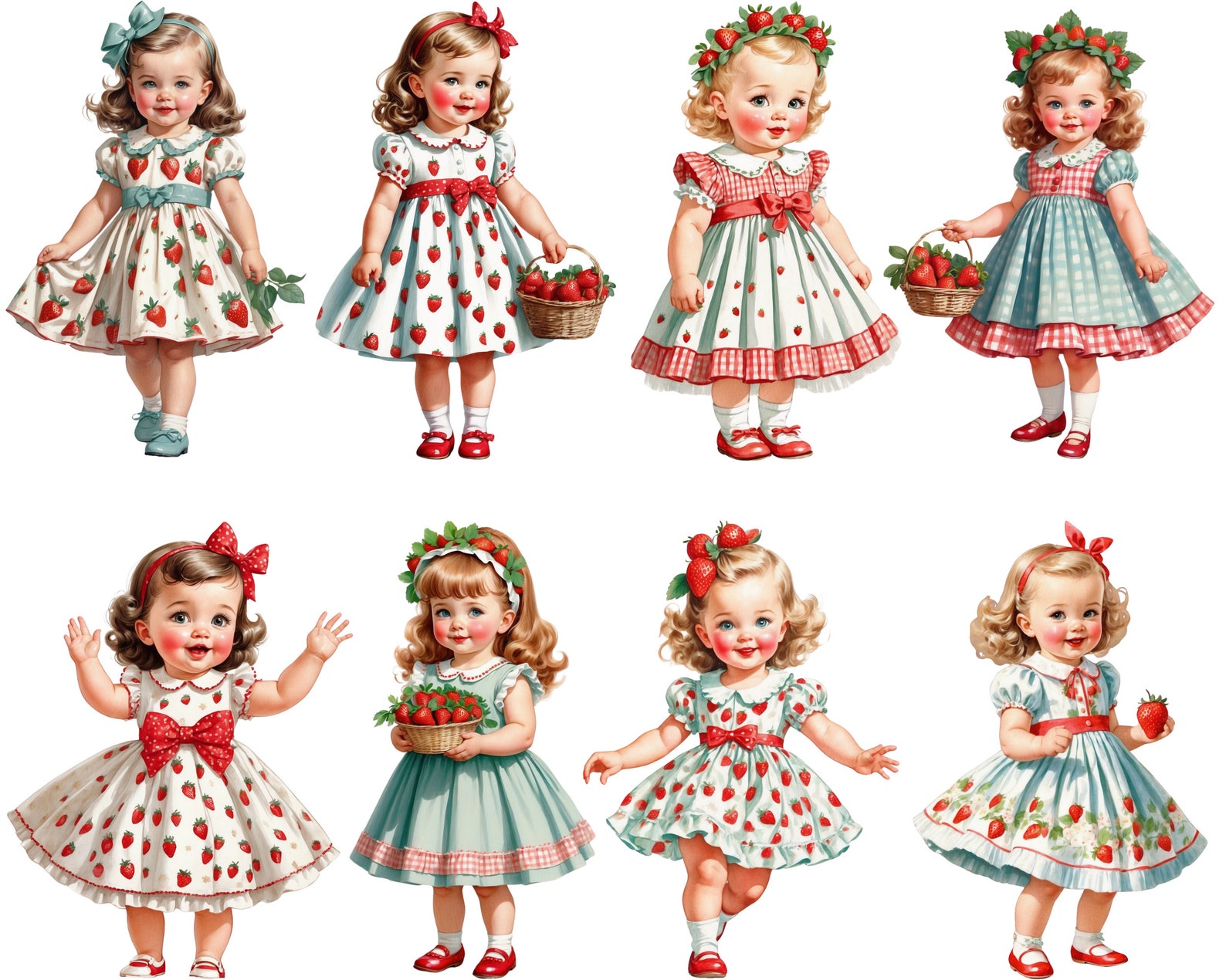 Strawberry Girls CLIPART PNG Files Commercial Use Transparent ...