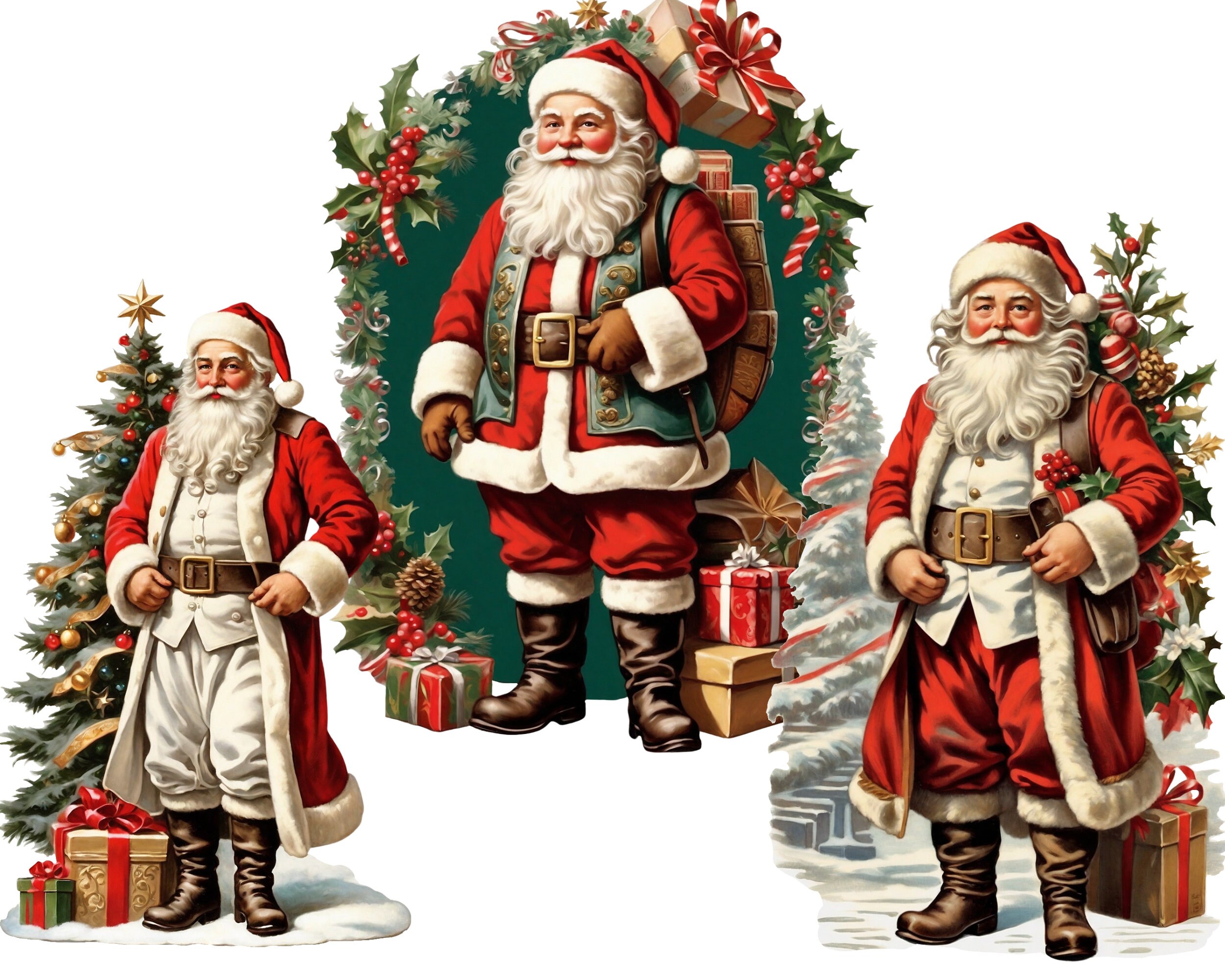 Vintage Santa Claus CLIPART PNG Files, Commercial Use Transparent ...
