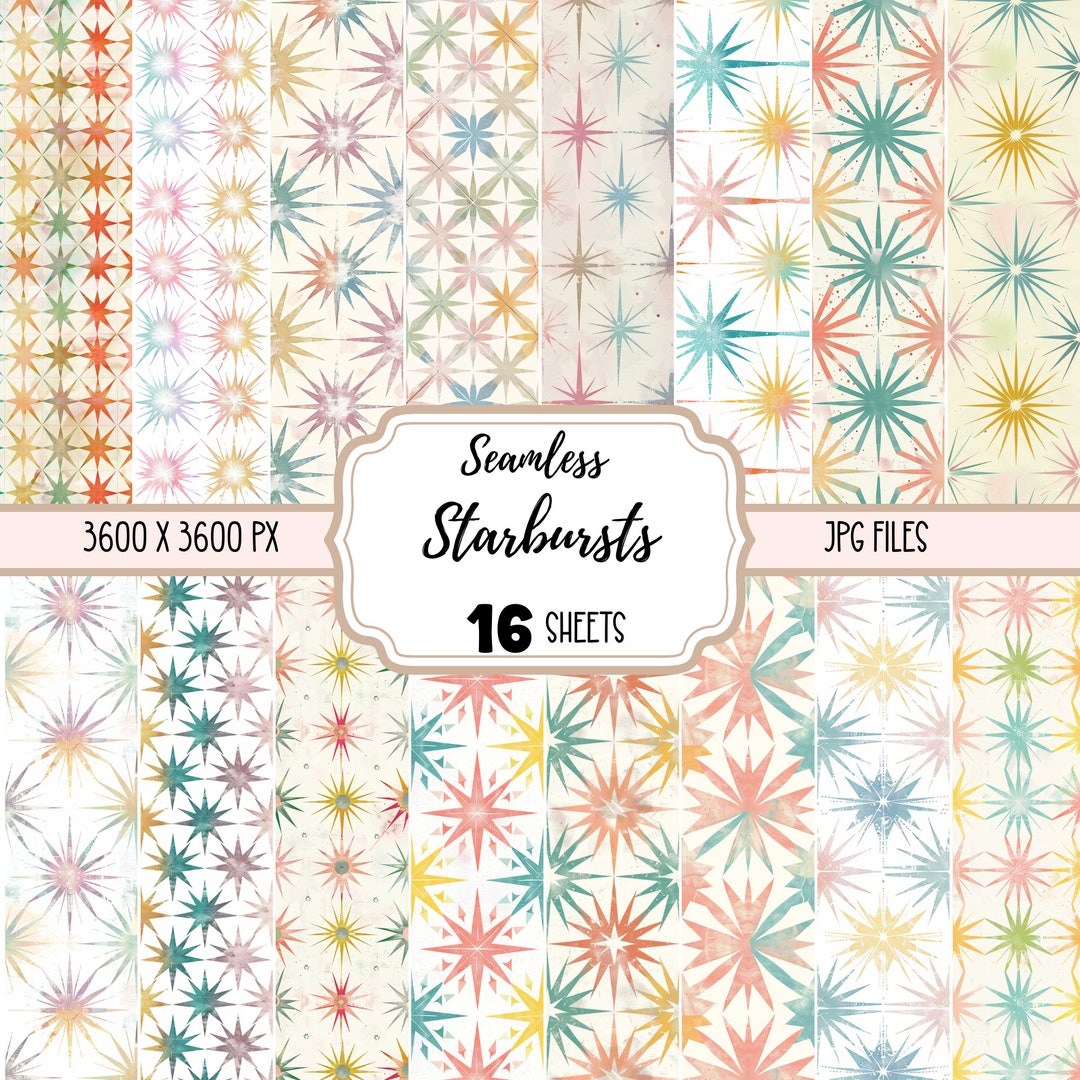 Starburst Digital Papers JPG, Seamless Crafting Paper, Commercial Use ...