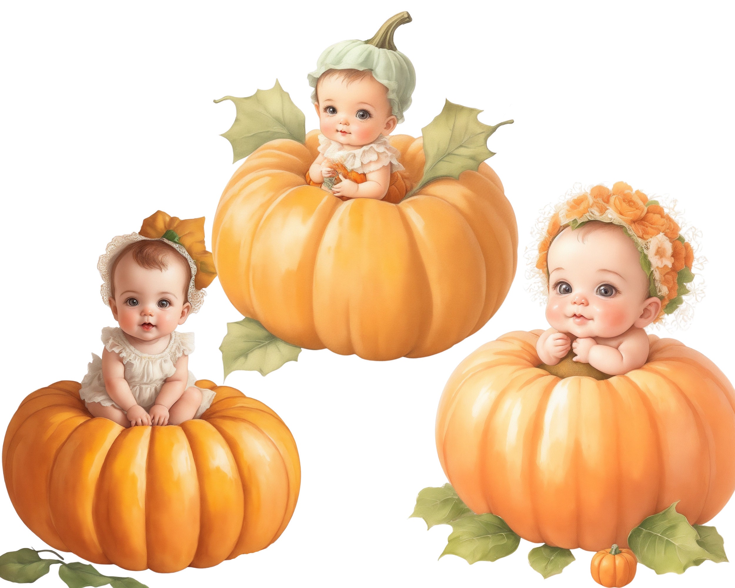 Pumpkin Babies CLIPART PNG Files Commercial Use Transparent - Etsy