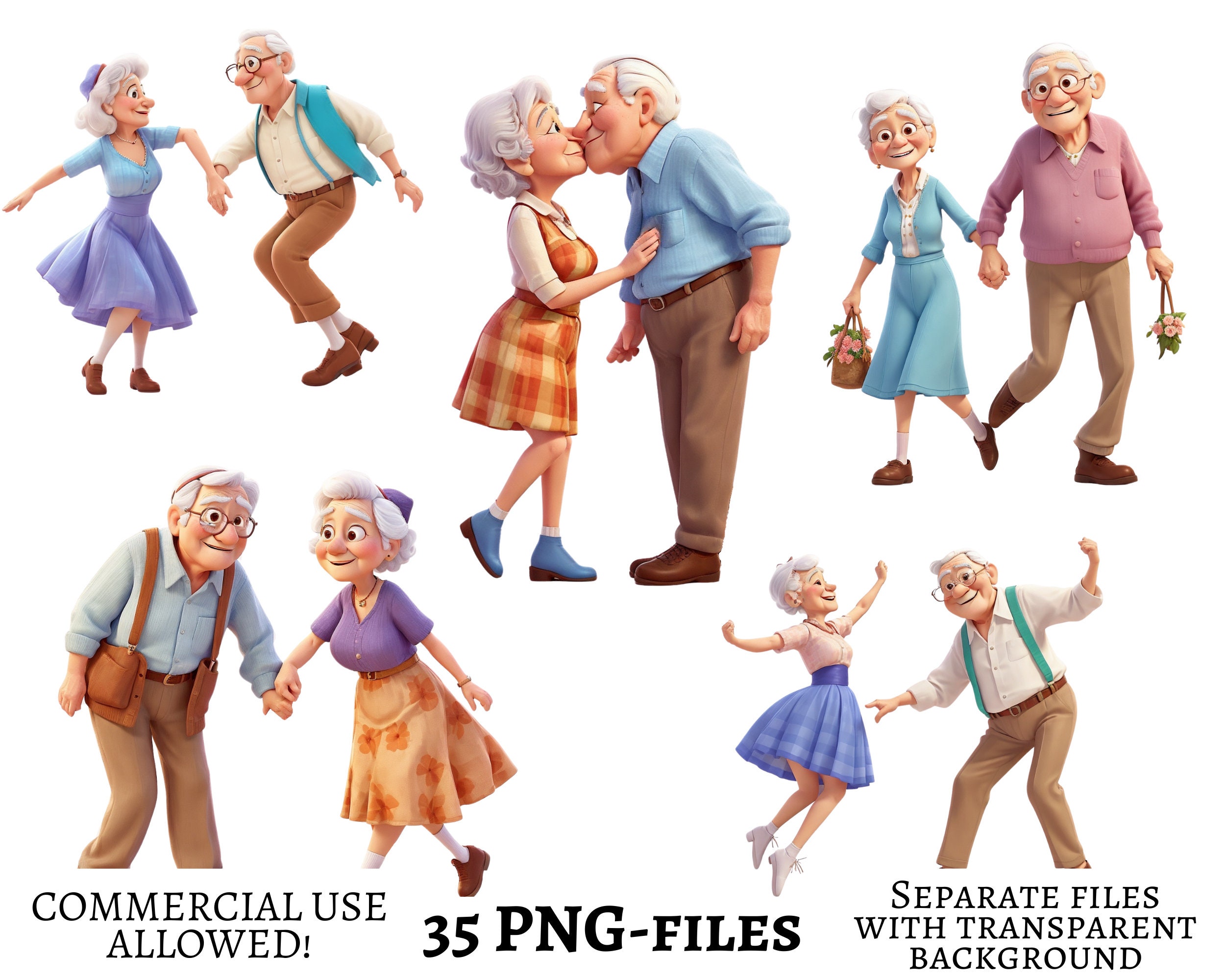 Retired People CLIPART PNG Files Commercial Use Transparent - Etsy UK