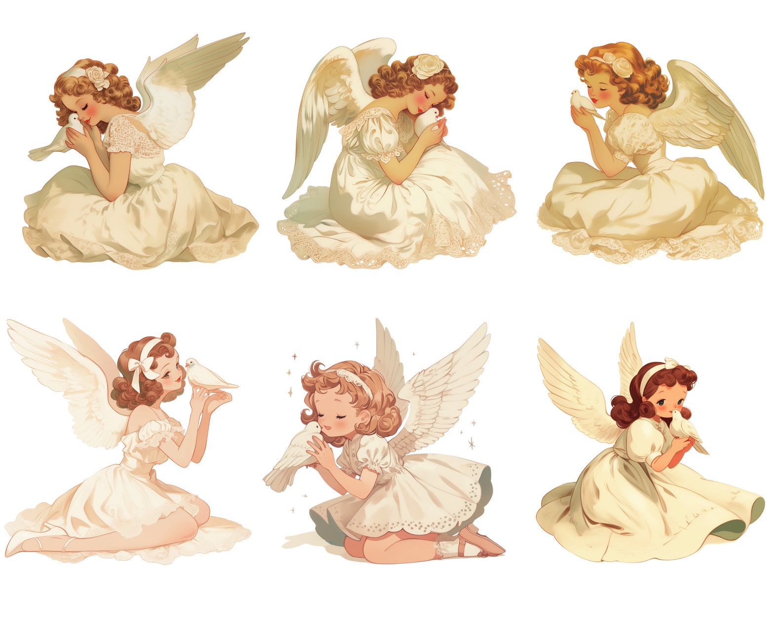 Angels With Doves CLIPART PNG Files Commercial Use Transparent ...