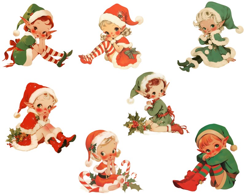 Christmas Elves CLIPART PNG Files Commercial Use Transparent Background ...