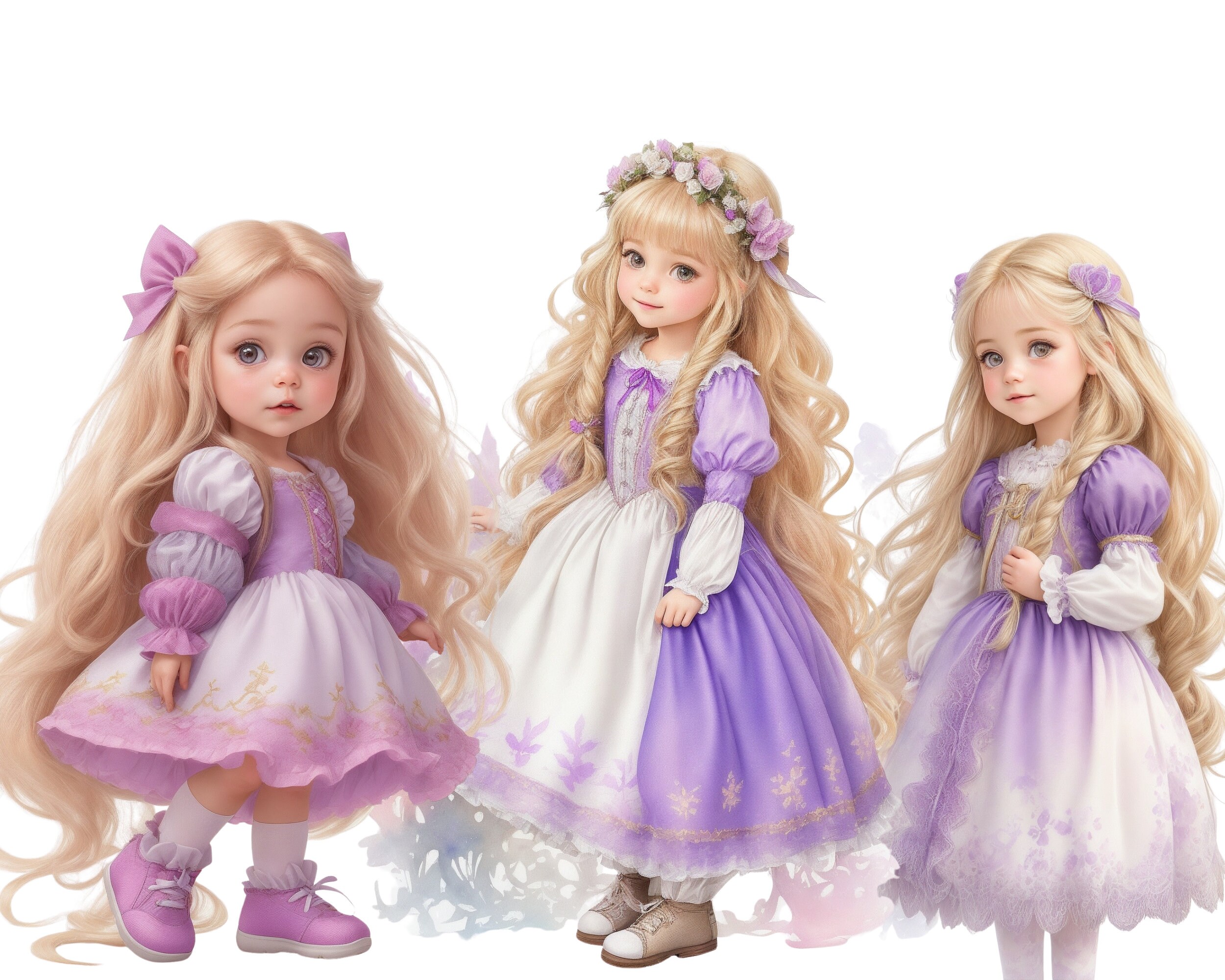 Rapunzel Girls CLIPART PNG Files Commercial Use Transparent Background ...