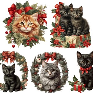 Christmas Cats CLIPART PNG Files Commercial Use Transparent Background ...
