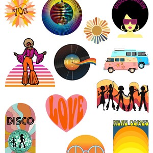 RETRO 70s STICKERS, Downloadable Printable JPG File Instant Download ...