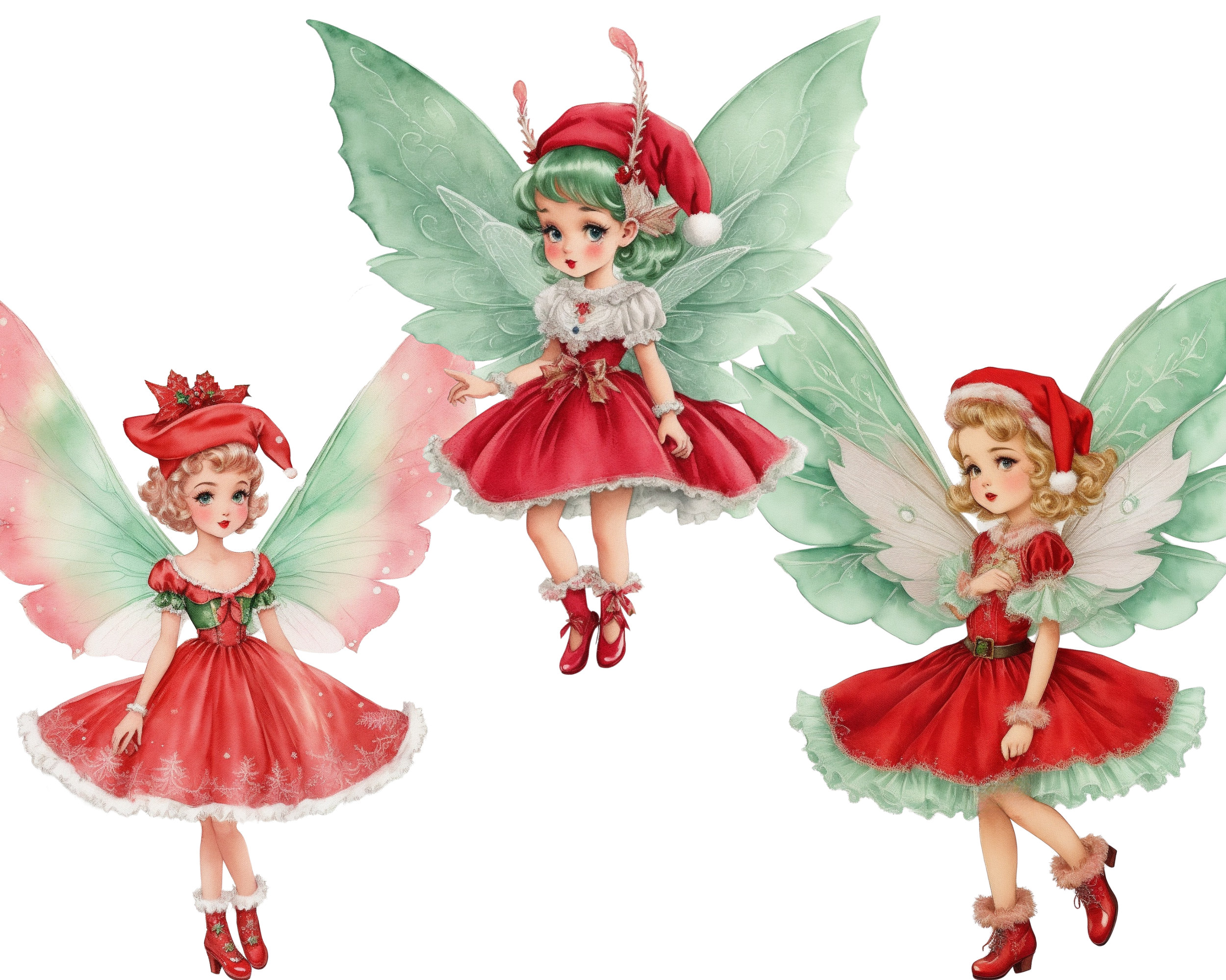 Christmas Fairies CLIPART PNG Files, Commercial Use Transparent ...