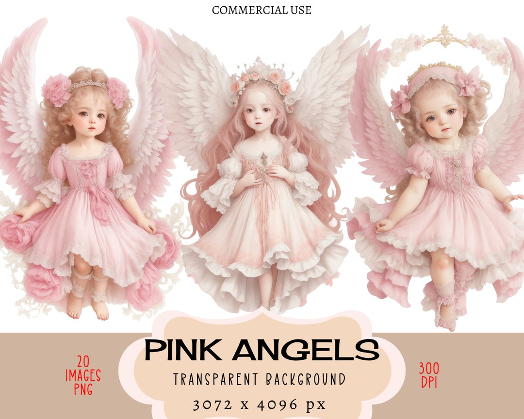 Pink Angels CLIPART PNG Files, Commercial Use, Transparent Background ...