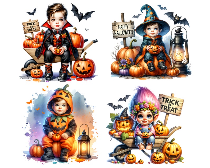 Halloween Kids CLIPART PNG Files, Little Girls Boys Sublimation, Bee ...
