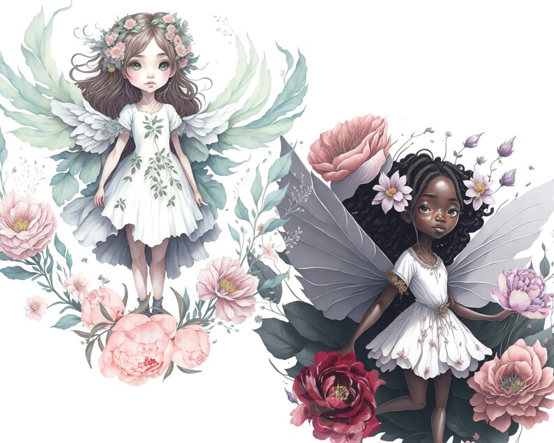 Cute Flower Fairies CLIPART PNG Files Commercial Use - Etsy