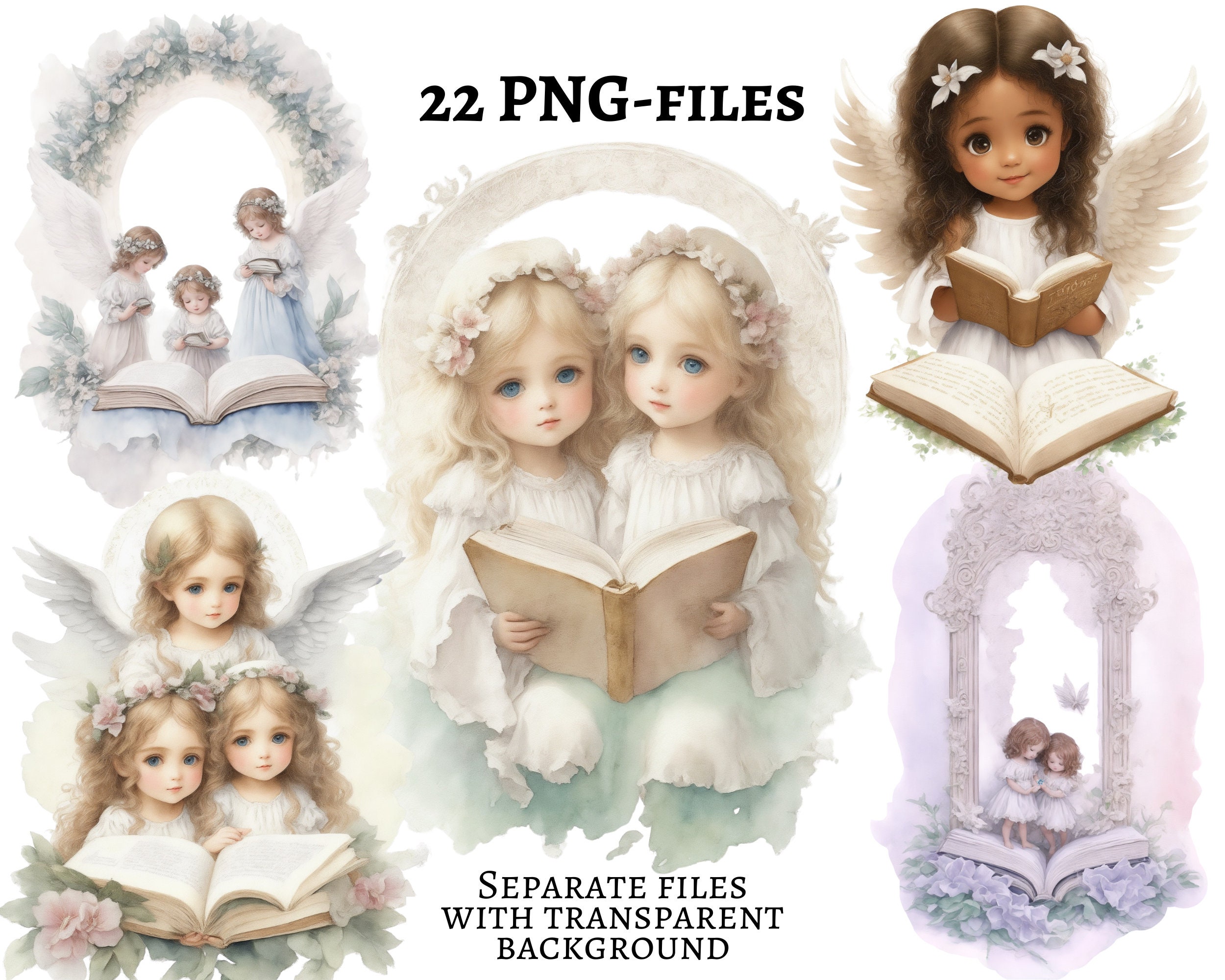 Adorable Angels CLIPART PNG Files, Commercial Use, Transparent ...