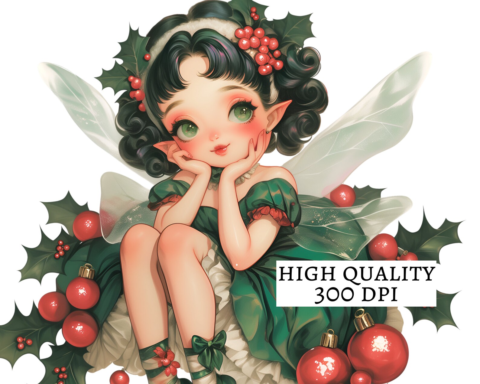 Christmas Fairies CLIPART PNG Files, Retro Fairy Sublimation, Vintage ...