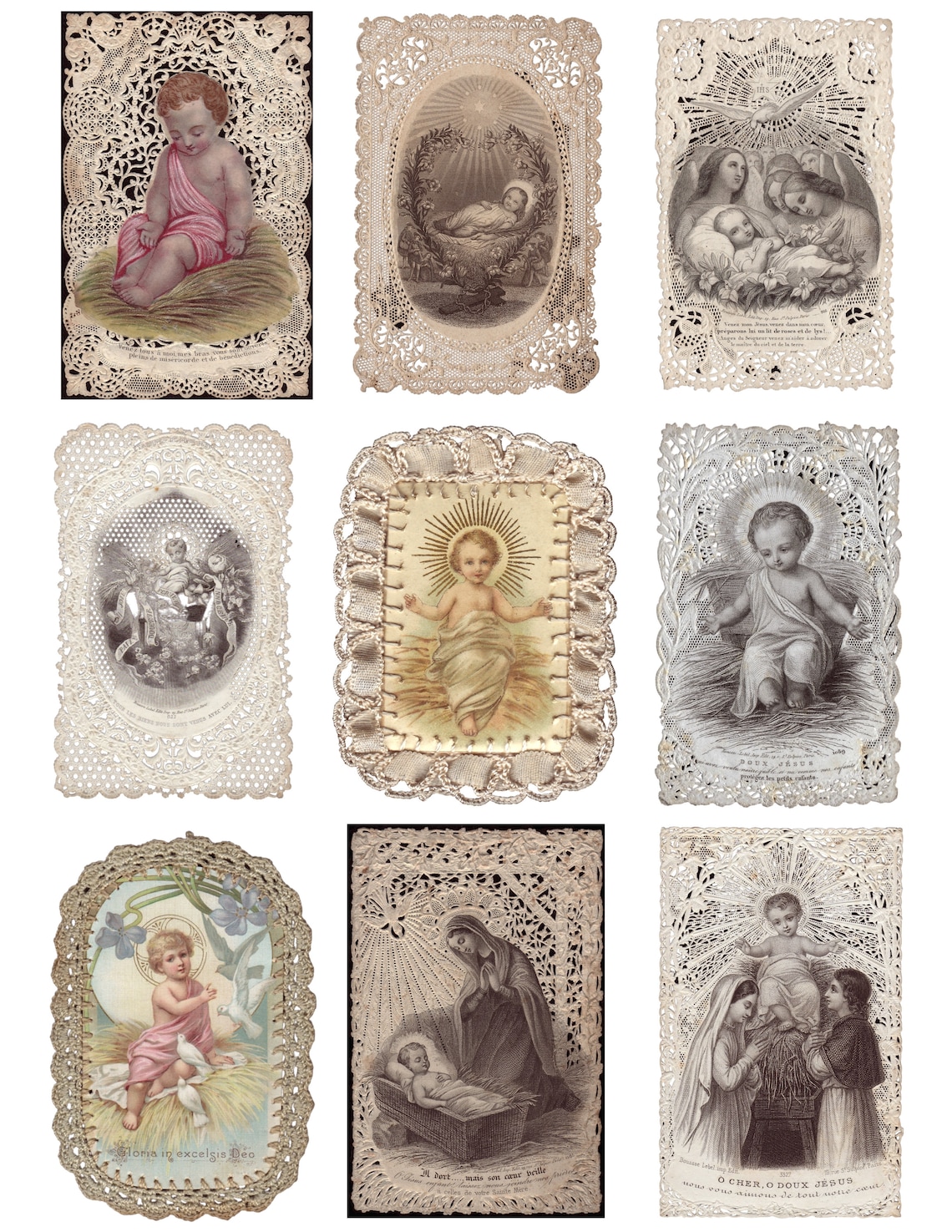 Antique Lace HOLY CARDS Digital Collage Sheet, Christian Ephemera ...