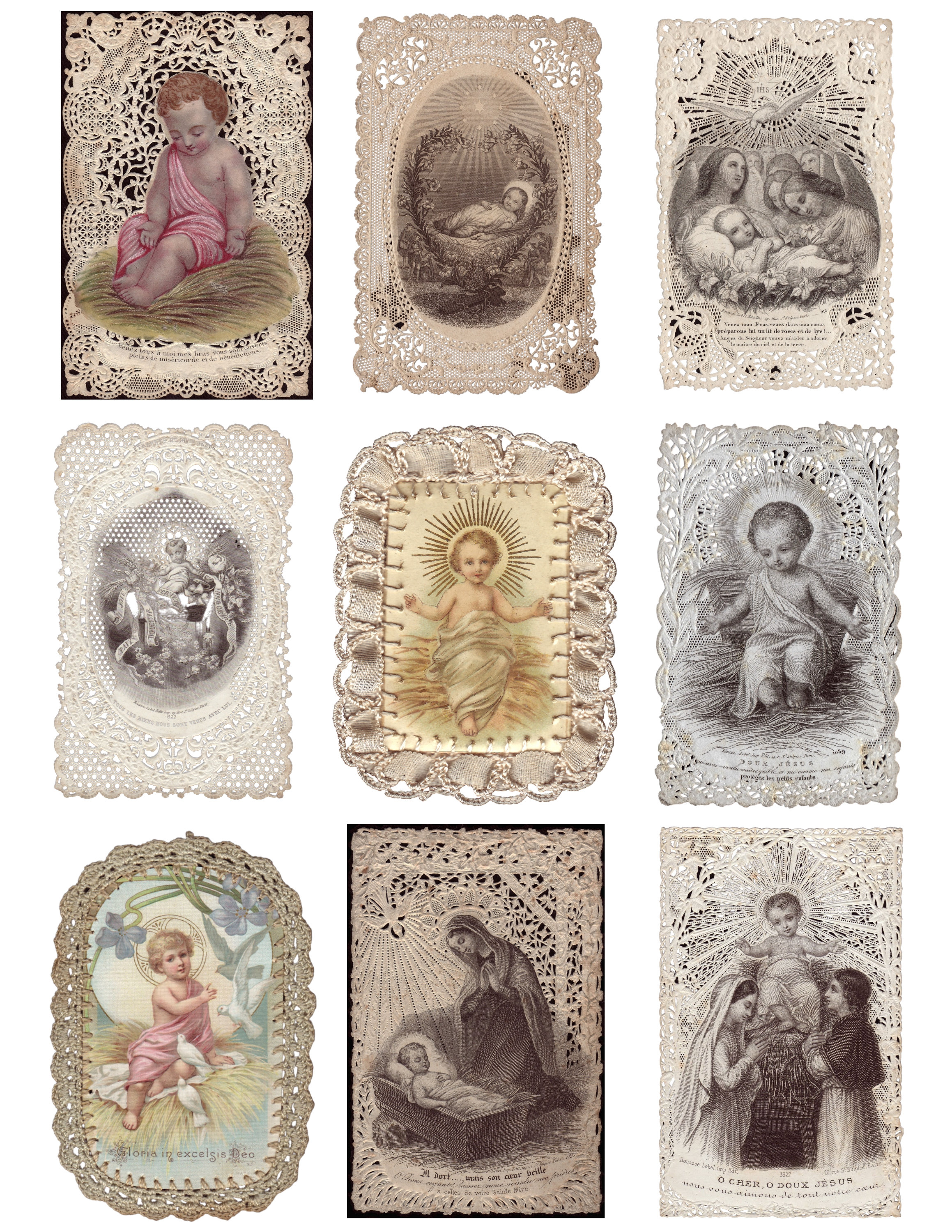 Antique Lace HOLY CARDS Digital Collage Sheet, Christian Ephemera ...
