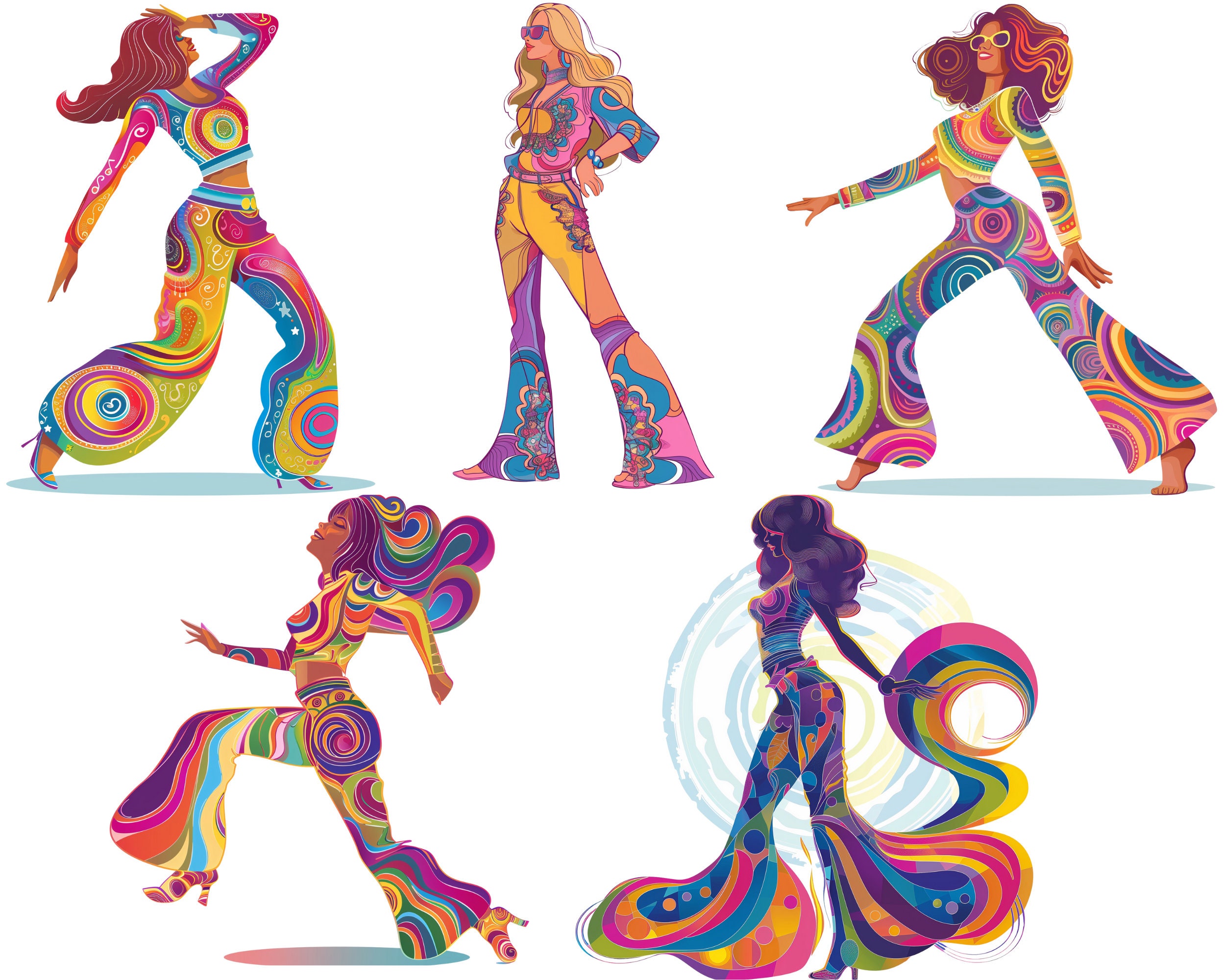 70s Groovy Women CLIPART PNG Files Commercial Use Transparent ...